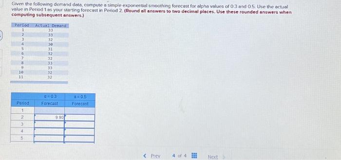 Solved Given the following demand data, compute a simple | Chegg.com