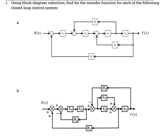 Using block diagram reduction, find for the transfer | Chegg.com