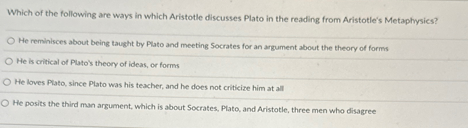 Solved Which of the following are ways in which Aristotle | Chegg.com