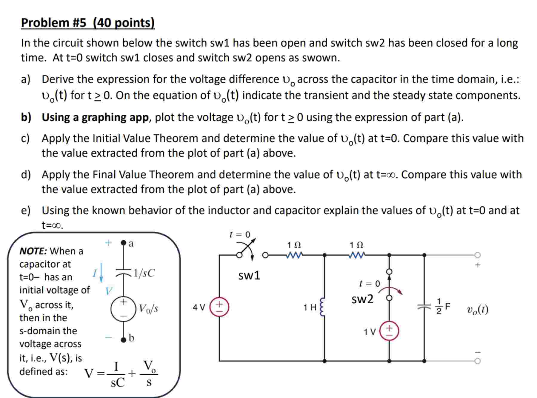 Solved Problem #5 (40 ﻿points)In ﻿the circuit shown below | Chegg.com