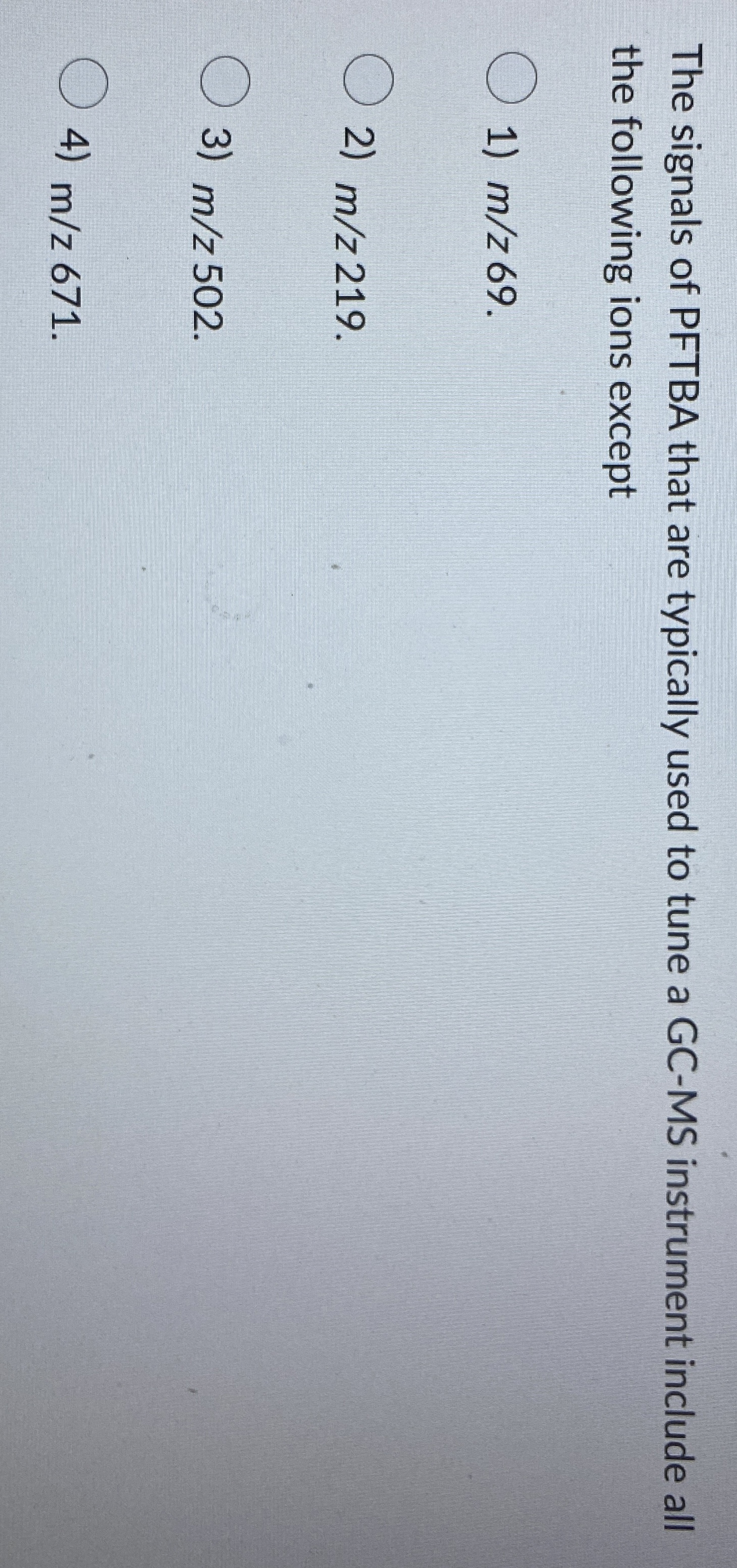 Solved The signals of PFTBA that are typically used to tune | Chegg.com