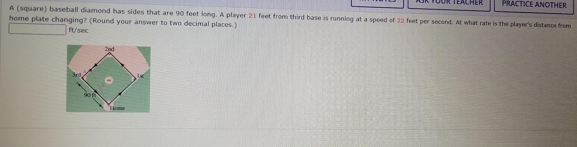 Solved A square baseball diamond has sides that are 90 feet | Chegg.com