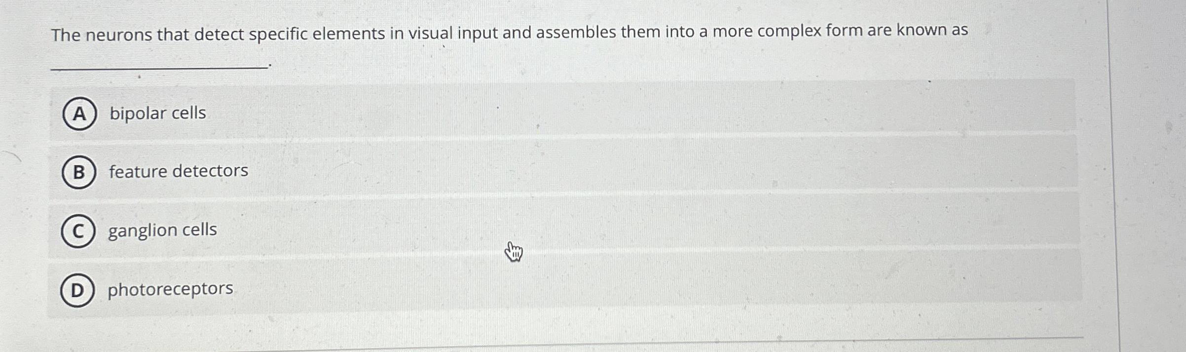 Solved The neurons that detect specific elements in visual | Chegg.com