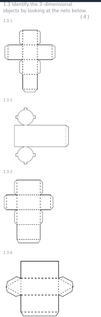 Solved 1.3 ﻿Identify the 3-dimensional objects by looking at | Chegg.com