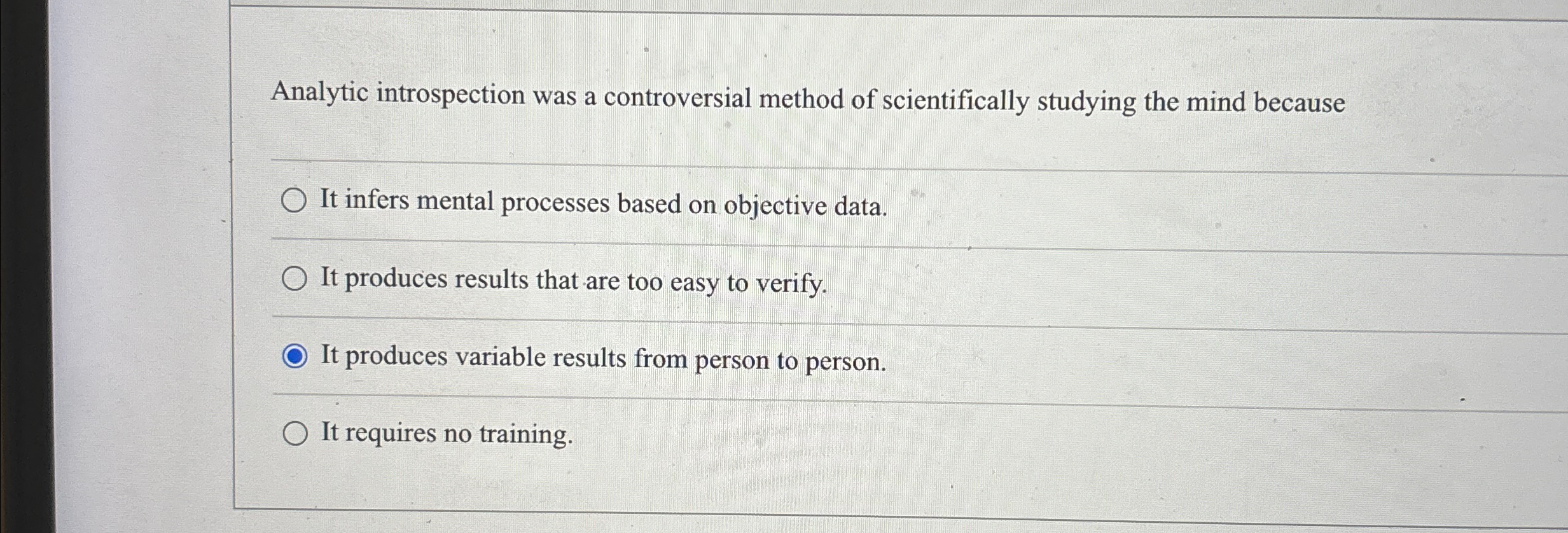 Solved Analytic introspection was a controversial method of | Chegg.com