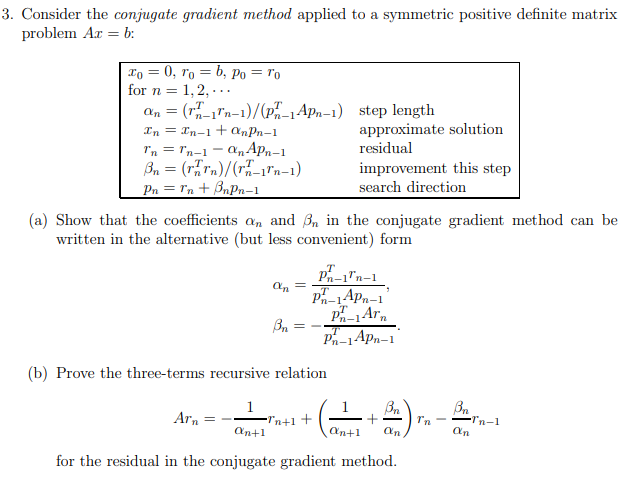Solved Consider the conjugate gradient method applied to a | Chegg.com