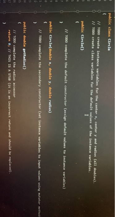 Solved public class Circle U TODO create instance variables | Chegg.com
