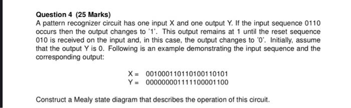Solved Question 4 (25 Marks) A pattern recognizer circuit | Chegg.com