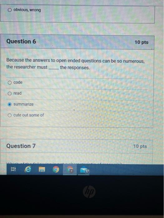 Solved O obvious, wrong Question 6 10 pts Because the | Chegg.com