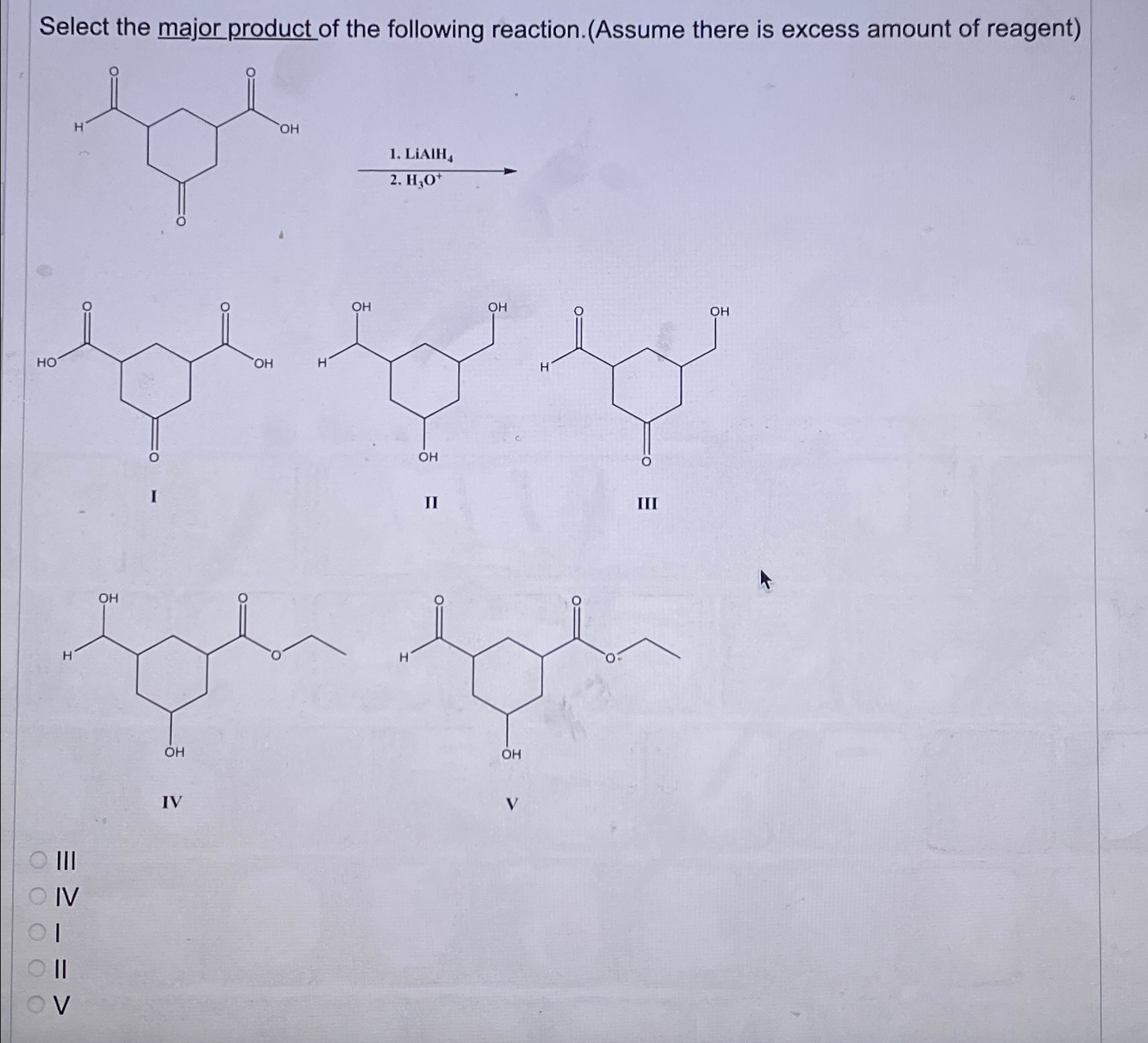 Solved Select the major product of the following | Chegg.com