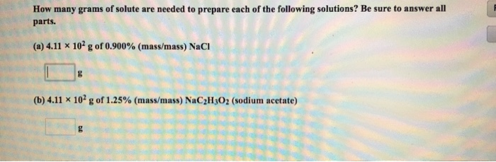 Solved How many grams of solute are needed to prepare each | Chegg.com