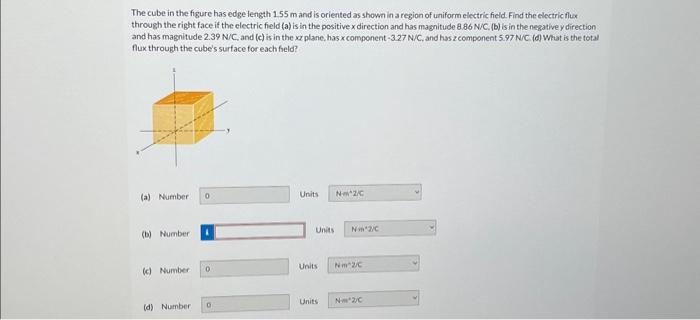 Solved The cube in the figure has edge length 1.55 m and is | Chegg.com