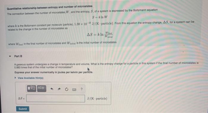 Solved Quantitative relationship between entropy and number | Chegg.com
