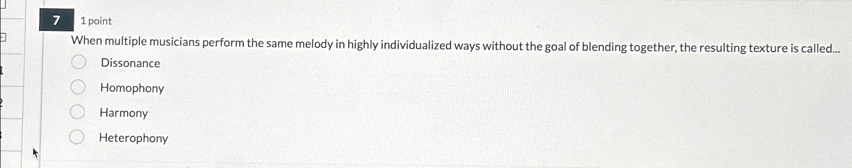 Solved 71 ﻿pointWhen multiple musicians perform the same | Chegg.com