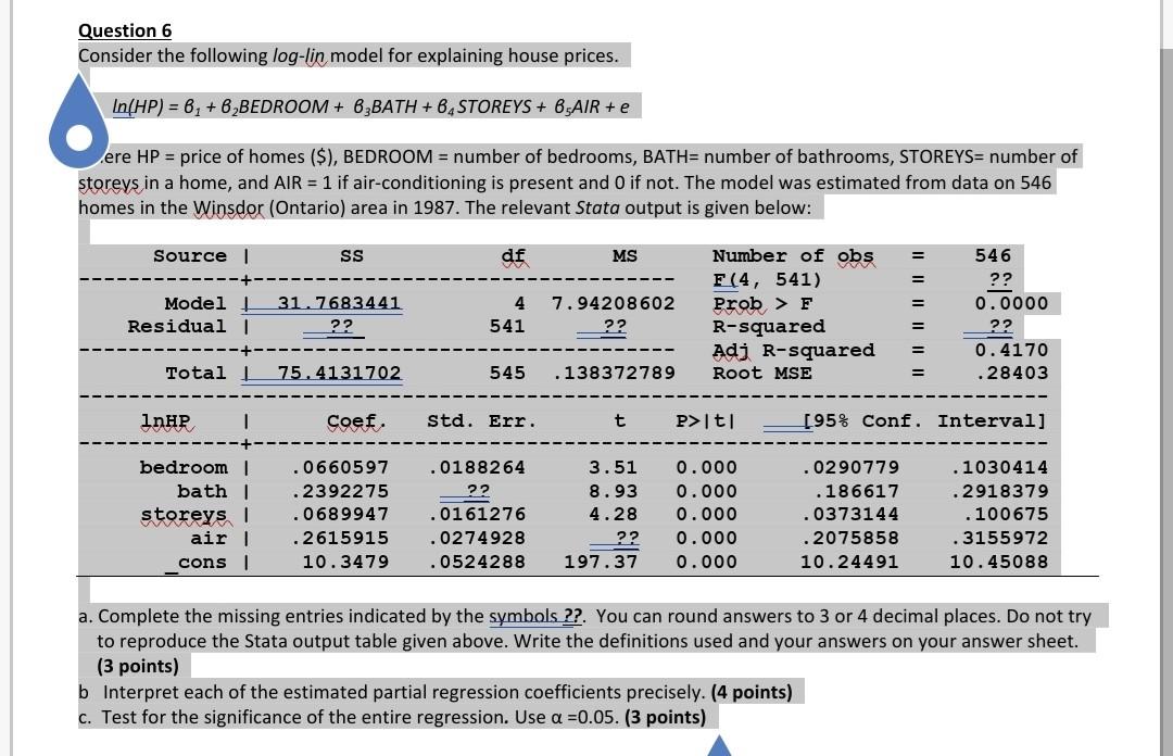 Solved Consider the following log-lin model for explaining | Chegg.com