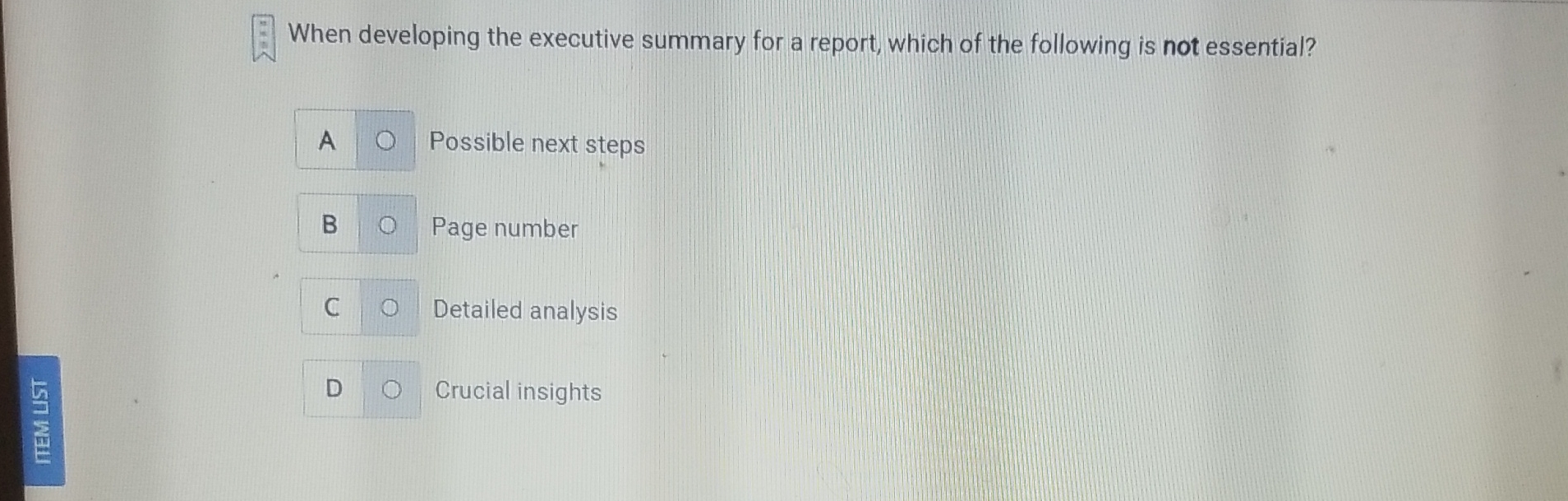 Solved When developing the executive summary for a report, | Chegg.com