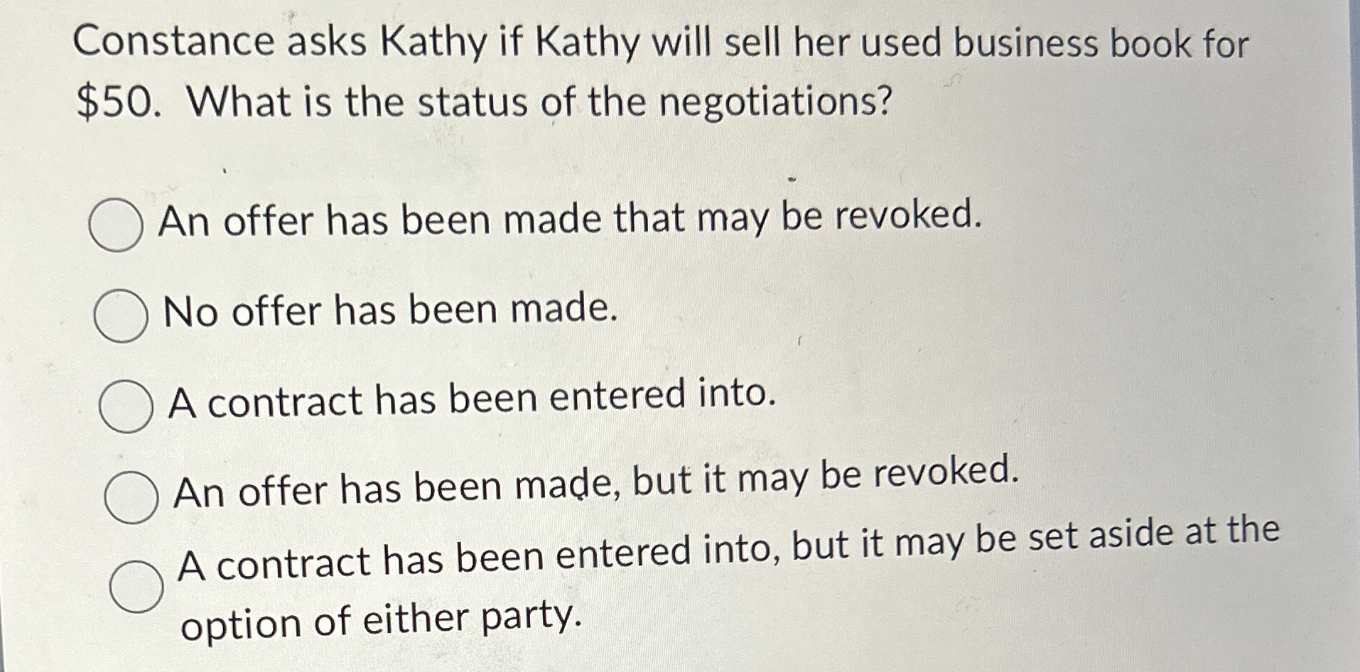 Solved Constance asks Kathy if Kathy will sell her used | Chegg.com
