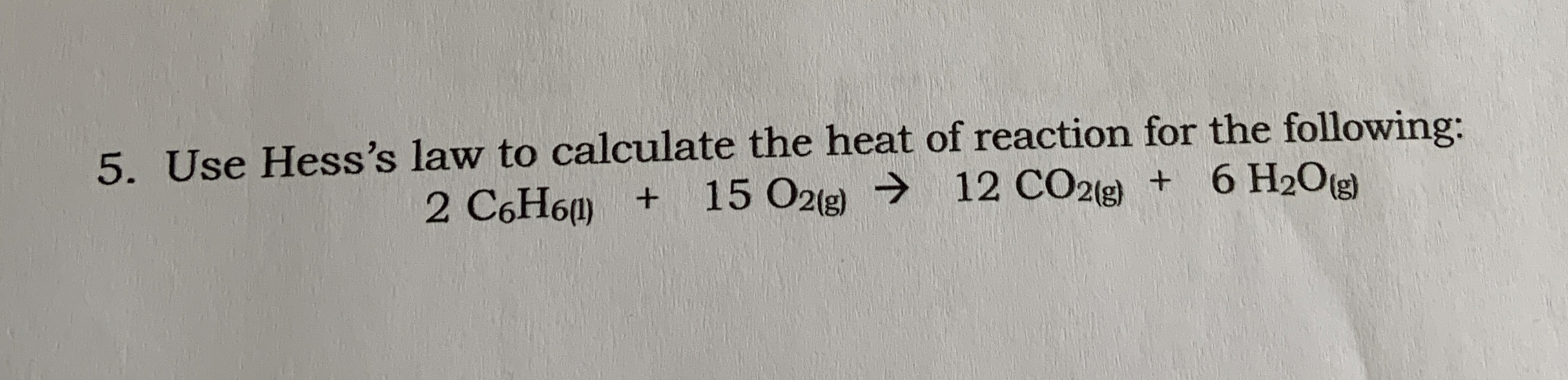 Solved Use Hess's law to calculate the heat of reaction for | Chegg.com