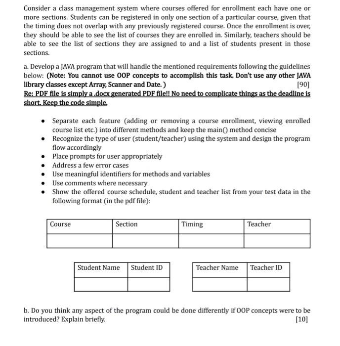 Solved - Separate each feature (adding or removing a course | Chegg.com