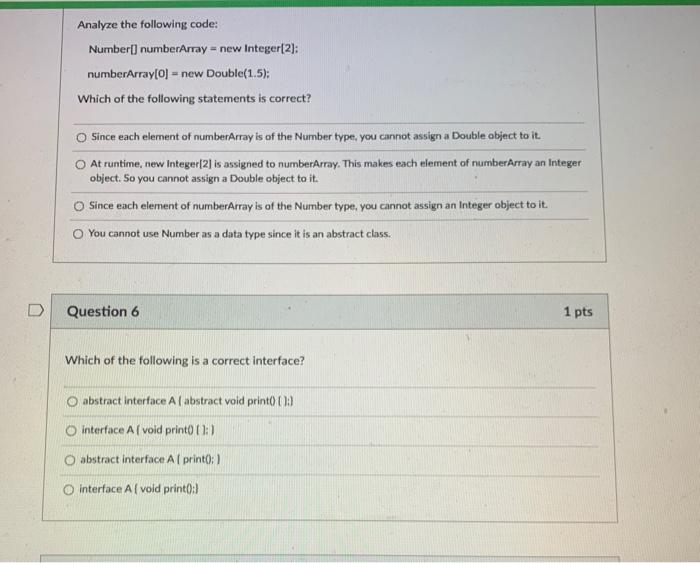 Solved Analyze the following code: Number() numberArray = | Chegg.com Solved Analyze the following code: Number() numberArray = | Chegg.com