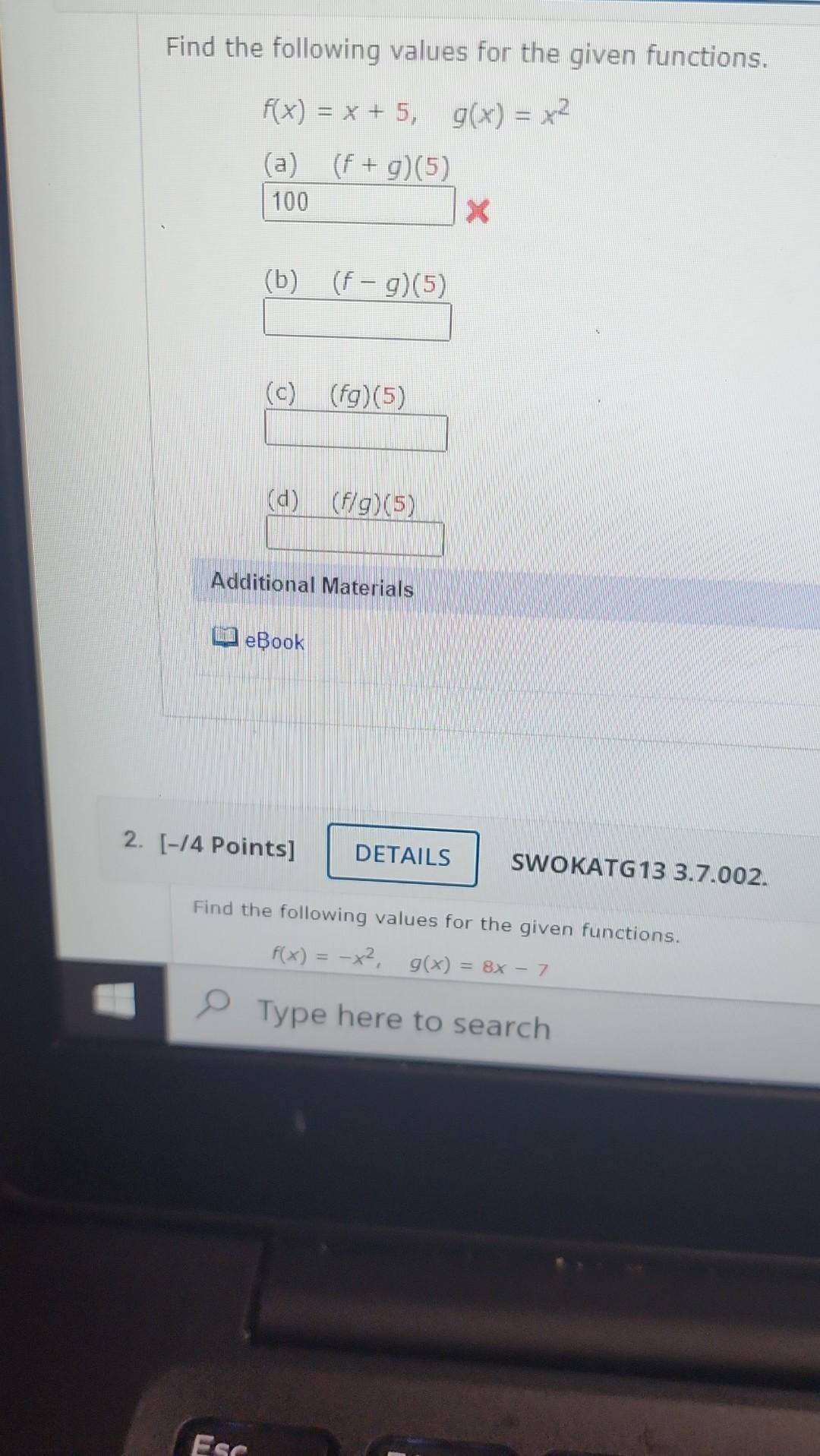 Solved Find the following values for the given functions. | Chegg.com