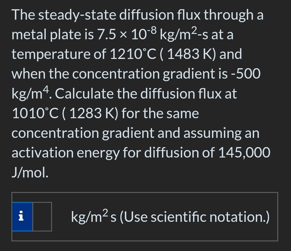 Solved The steady-state diffusion flux through a metal plate | Chegg.com