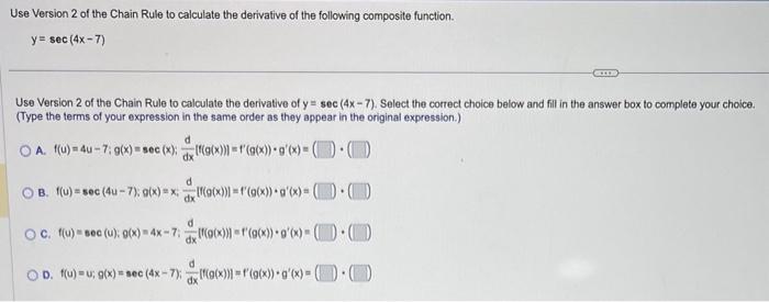 Solved Use Version 2 of the Chain Rule to calculate the | Chegg.com