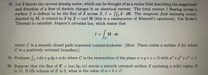 Solved 18. Let J denote the current density vector, which | Chegg.com