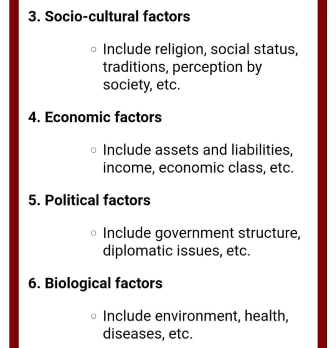 Solved 3. Socio-cultural factors o Include religion, social | Chegg.com