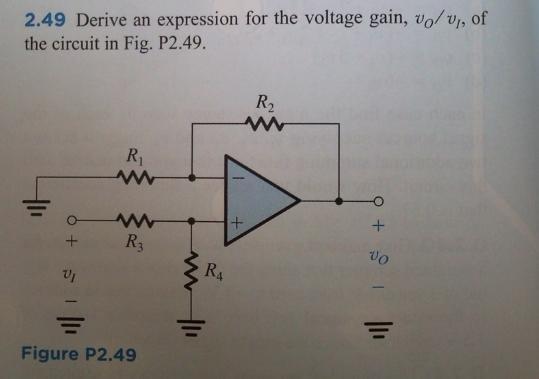 Solved Derive an expression for the voltage gain, v0/v1, of | Chegg.com