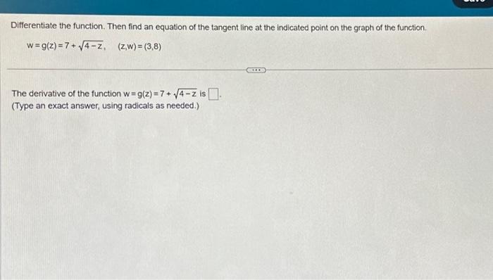 Solved Differentiate the function. Then find an equation of | Chegg.com