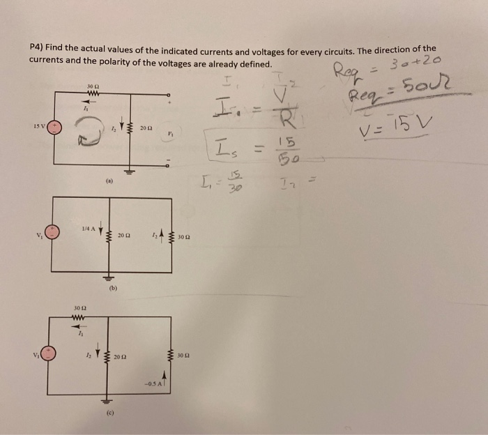 Solved 14) Find the actual values of the indicated currents | Chegg.com