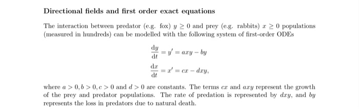 Solved Directional Fields And First Order Exact Equations
