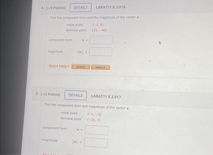 Solved Find the component form and magnitude of the vector | Chegg.com