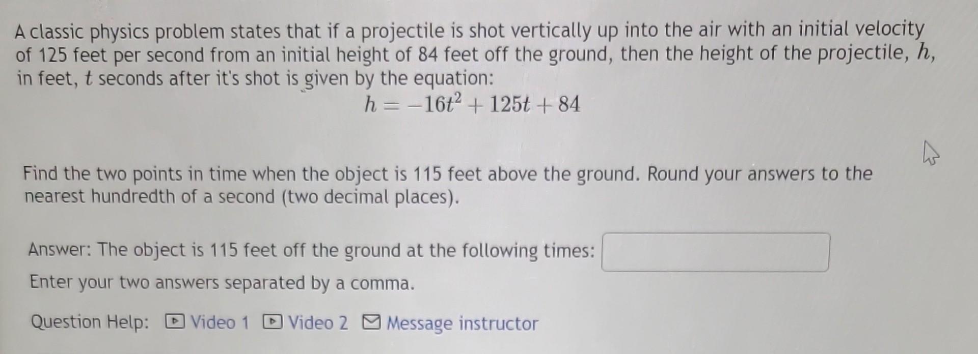 Solved A classic physics problem states that if a projectile | Chegg.com