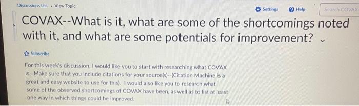 Solved COVAX-What is it, what are some of the shortcomings | Chegg.com