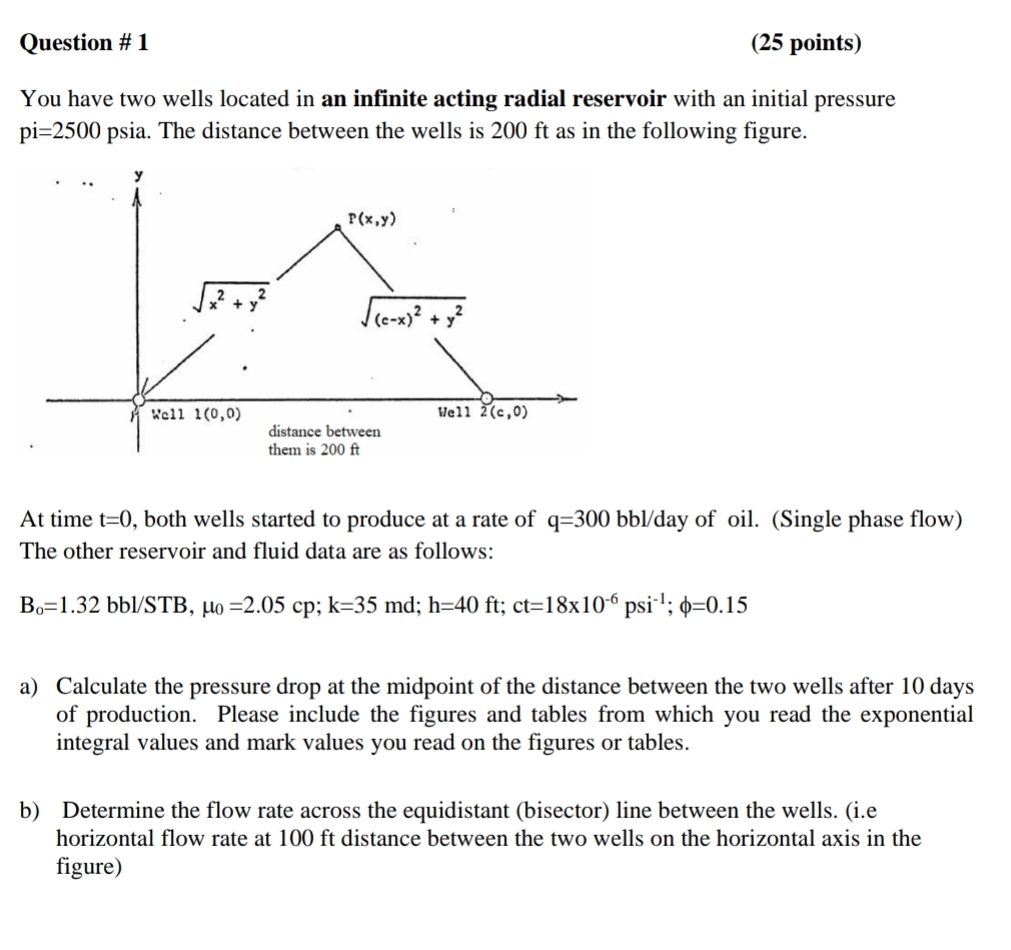 Solved Question # 1(25 ﻿points)You have two wells located in | Chegg.com