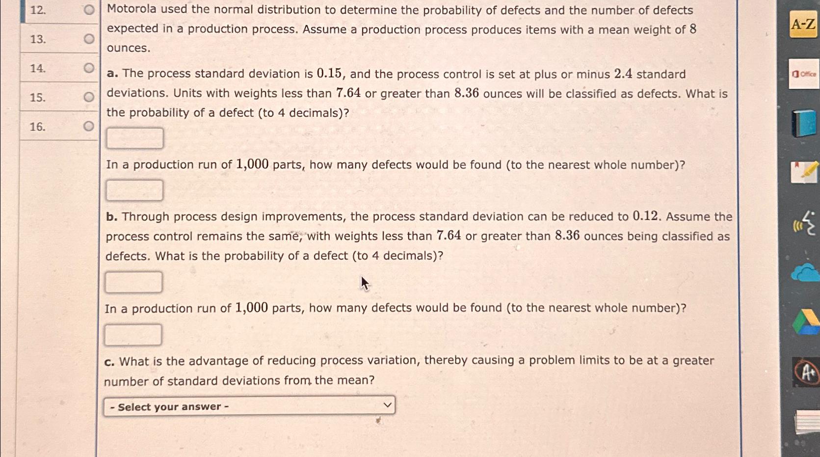 Solved Motorola used the normal distribution to determine | Chegg.com