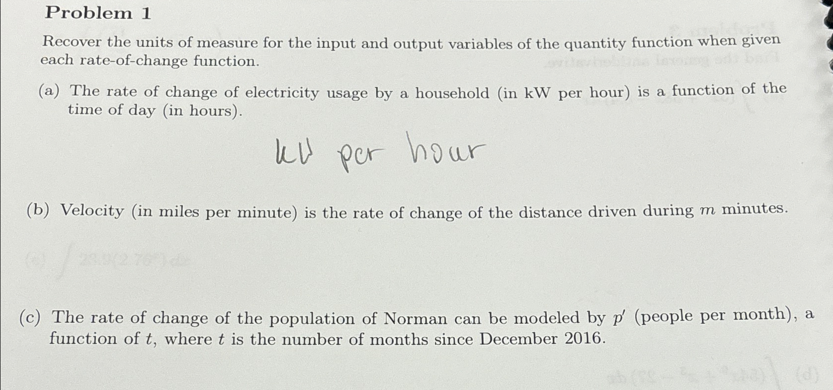 Solved Problem 1Recover the units of measure for the input | Chegg.com