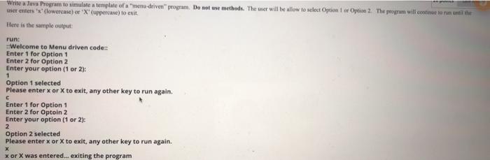 Solved Write a Java Program to simulate a template of a meno | Chegg.com
