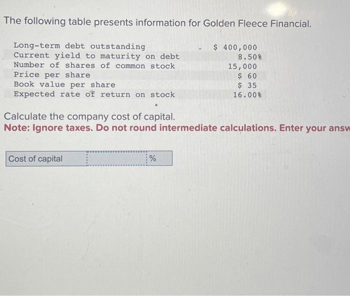 Solved The following table presents information for Golden | Chegg.com