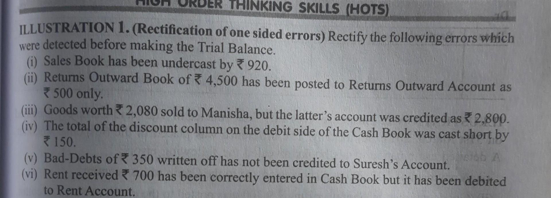 Solved ILLUSTRATION 1. (Rectification of one sided errors) | Chegg.com