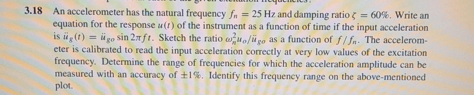 Solved 3.18 An accelerometer has the natural frequency fn=25 | Chegg.com