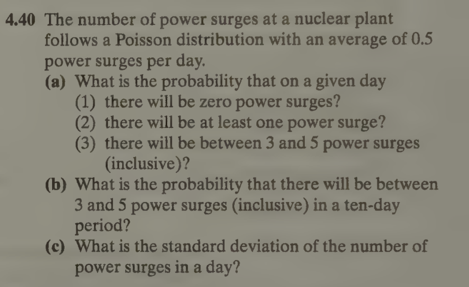 Solved 4.40 ﻿The number of power surges at a nuclear plant | Chegg.com