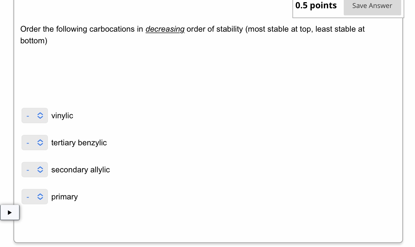 Solved Order the following carbocations in decreasing order | Chegg.com