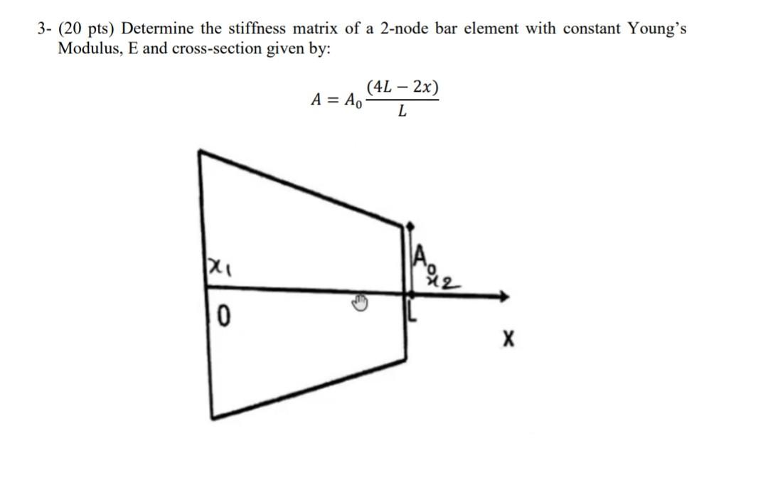Solved 3- (20 pts) Determine the stiffness matrix of a | Chegg.com