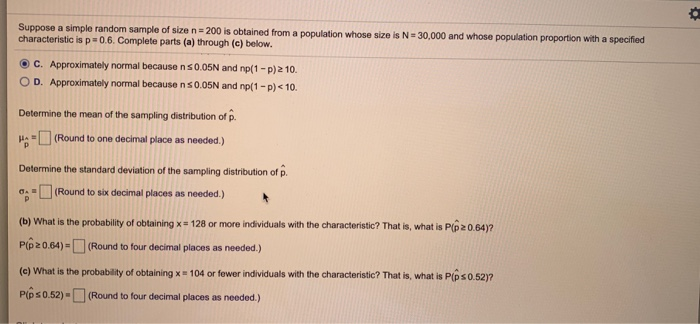 Solved Suppose a random sample size of size n=200 is | Chegg.com