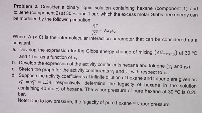 Solved Problem 2. Consider a binary liquid solution | Chegg.com
