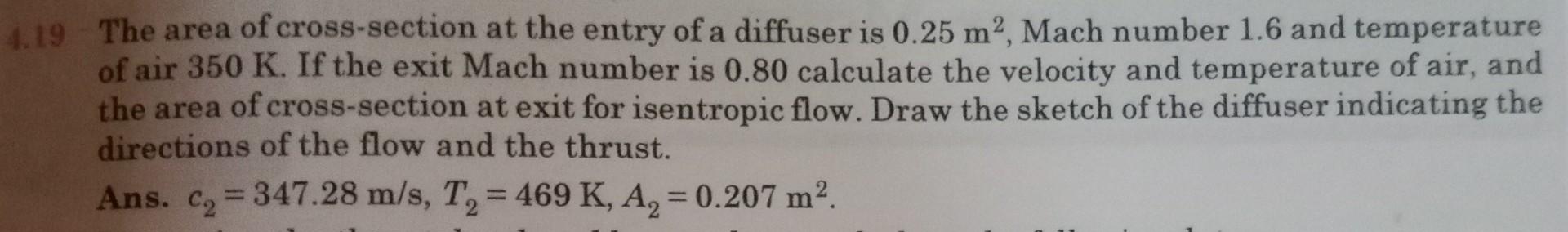 Solved 19 The area of cross-section at the entry of a | Chegg.com