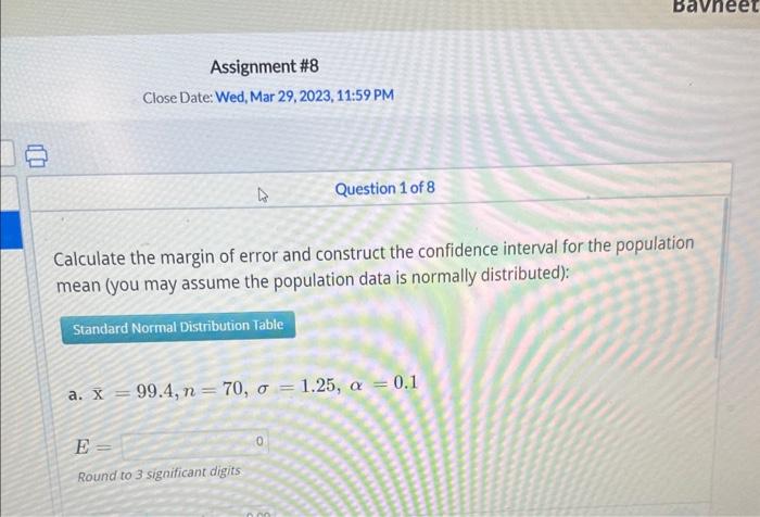 Solved Calculate the margin of error and construct the | Chegg.com